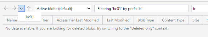 The Back button is not enabled when typing a string into the filter by prefix box for one ADLS ...