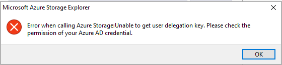 An Error Dialog Pops Up When Trying To Create Sas Url For One Azure Ad Attached Regularadls 