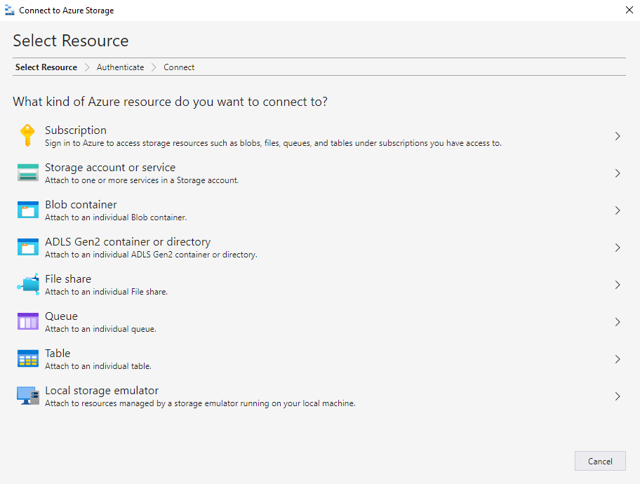 Clicking the plug button or 'Connect to Azure Storage...' pops up an incorrect connect dialog if ...