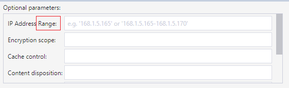 It is better to update 'Range' to 'range' on the 'Optional parameters' part of the 'Shared ...