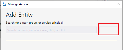 There is no loading icon in the 'Search' box of the 'Manage Access' dialog when running a search ...