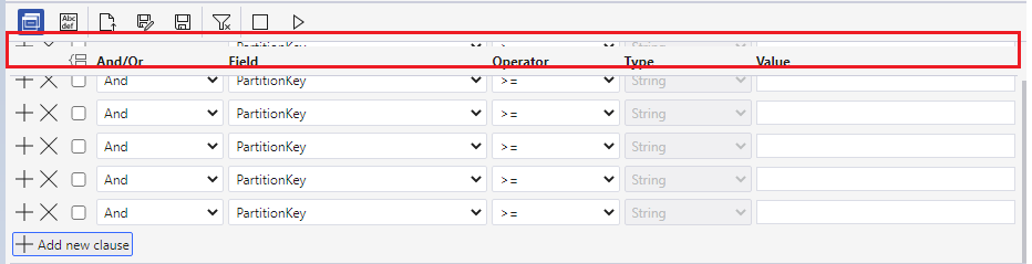 The string 'Type' overlaps with the 'Type' field when scrolling the scrollbar under the query ...