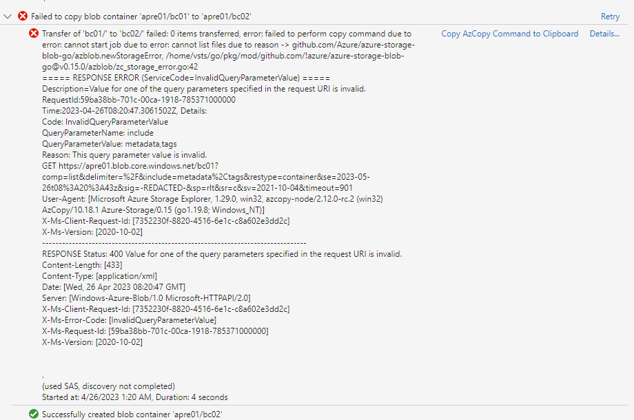 Fail To Clone One Non Empty Blob Container Under A Premium Gpv2 Storage Account · Issue 6840