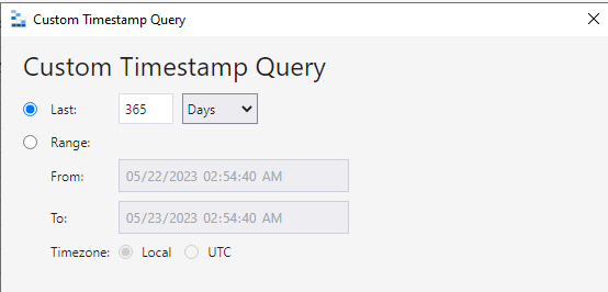 The number displays incompletely in the Custom Timestamp Query dialog if type a three digit ...