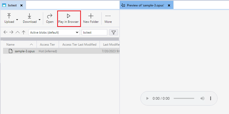 An .opus file will be previewed in Storage Explorer instead of being ...