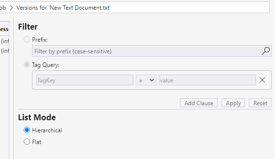 'View Options' panel doesn't disappear after switching to 'Snapshots/Versions' view · Issue ...