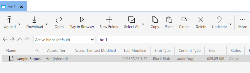 An .opus file will be previewed in Storage Explorer instead of being ...