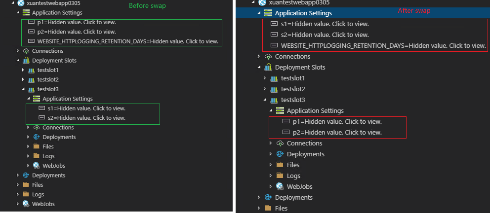 Application Settings are not completely swapped between production and Deployment Slots · Issue ...