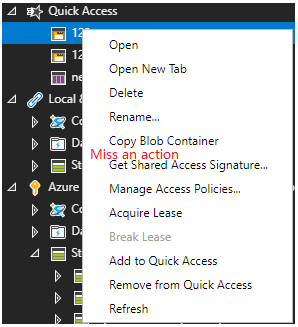 Miss "Copy Direct Link to Blob container" for one Quick Access blob container · Issue #1426 ...