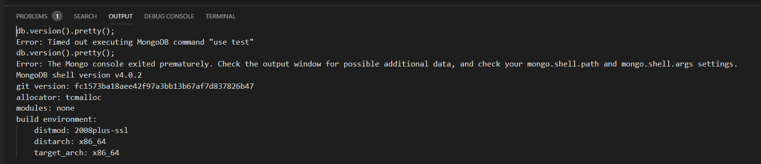 An unmatched error occurs after executing 'db.test.foo().pretty();' in ...