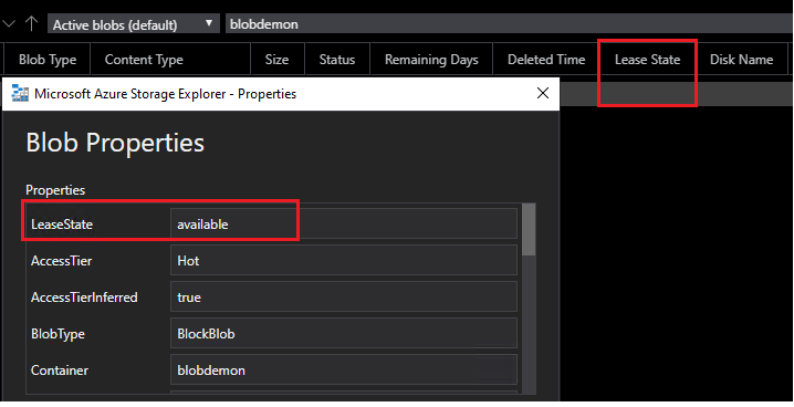 Keep a consistent value of 'Lease State' between the blob editor and properties dialog · Issue ...