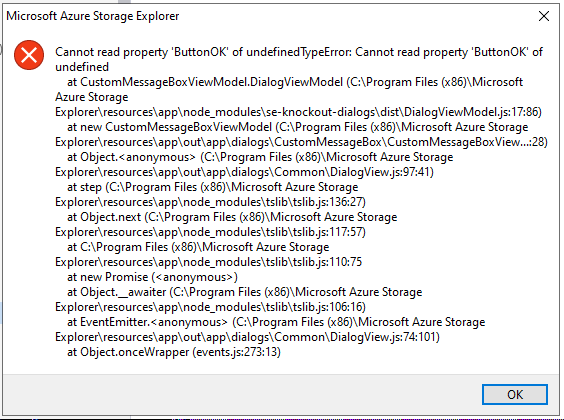 An error dialog pops up when deleting files for one blob container · Issue #1651 · microsoft ...