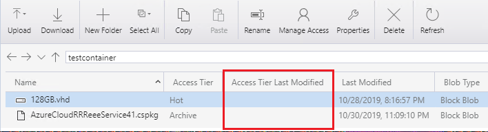 The 'Access Tier Last Modified' of one ADLS Gen2 blob still shows empty after changing access ...