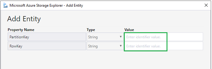 No clue shows in PartitionKey and RowKey Value boxes · Issue #2808 · microsoft ...