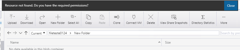 No information bar pops up after switching to one deleted directory for ADLS Gen2 blob ...