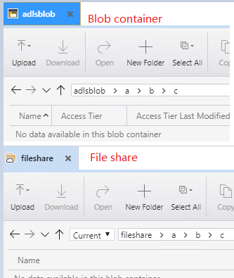 Keep a consistent behavior between file shares and ADLS Gen2 blob ...