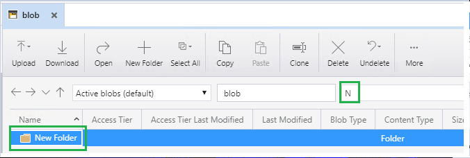 The displayed folder name is not complete when searching under 'Active blobs and blobs without ...