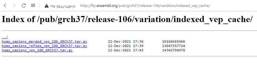 Missing GRCh37 106 Indexed Cache files · Issue #1152 · Ensembl/ensembl-vep · GitHub