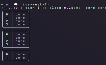 when there's a delay between additional rows of a table being output, they are printed as ...