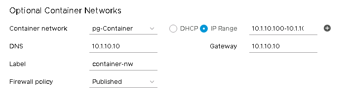 VCH creation using vSphere Client failing with "Error parsing network mask for container network ...