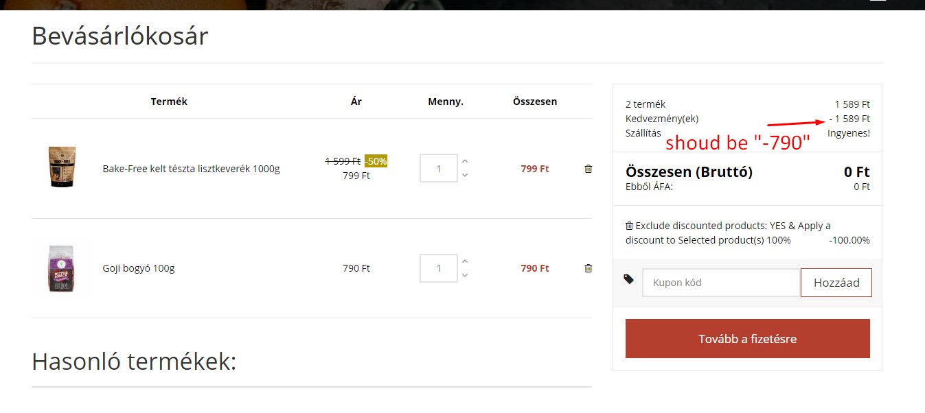 Exclude discounted products: YES & Apply a discount to Selected product ...