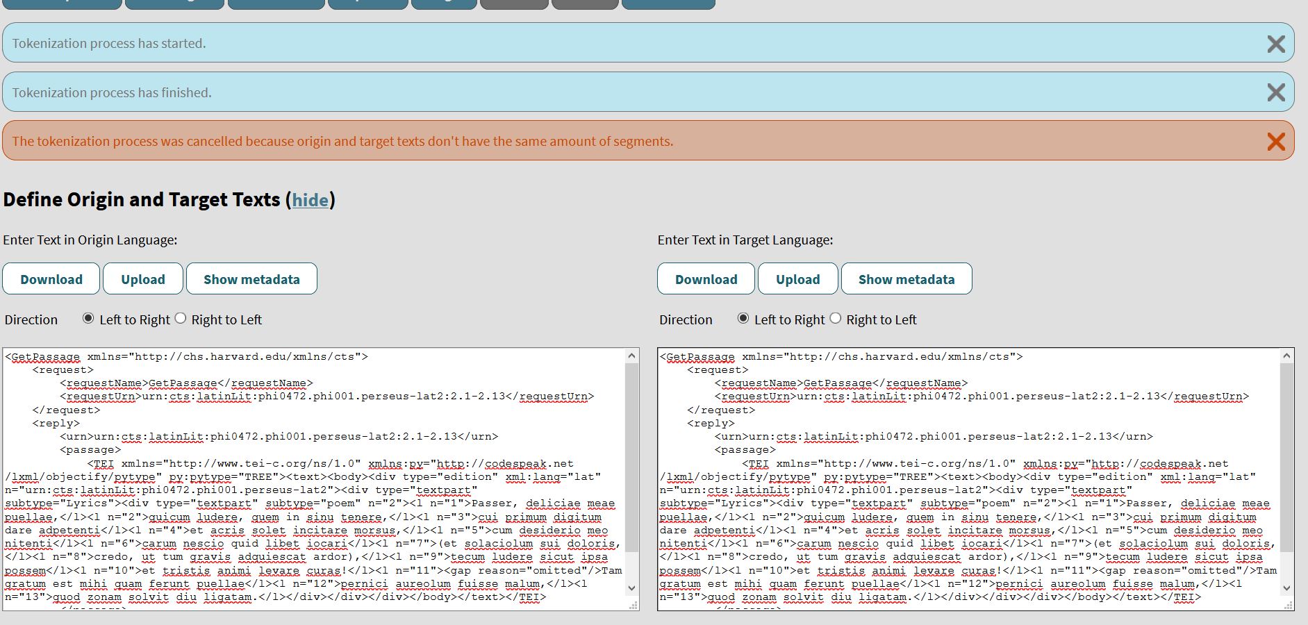 Upload of xml passage fails the tokenization because TEI switches to text · Issue #109 ...