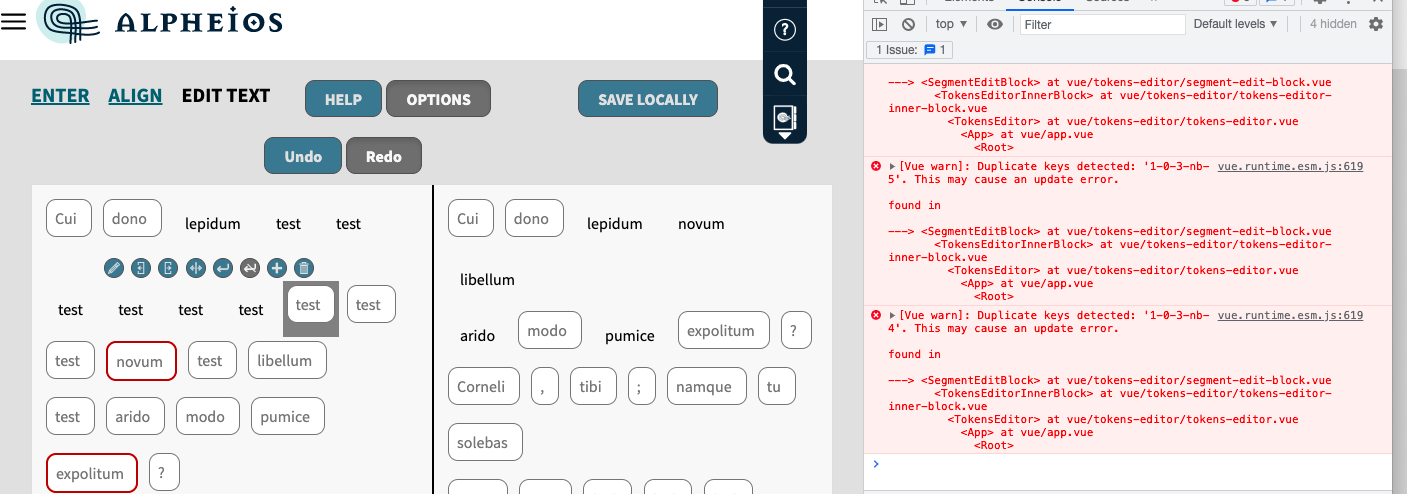 Insert tokens twice, gives errors in the web console · Issue #600 · alpheios-project/alignment ...