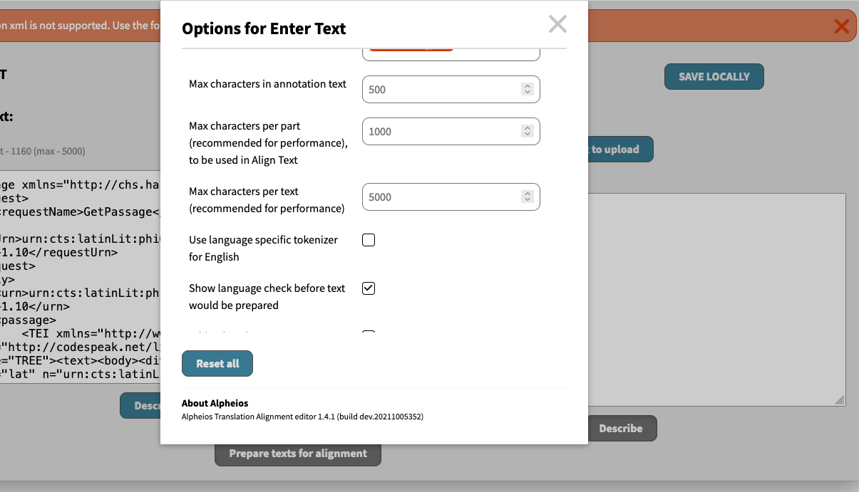 Remove option's presets · Issue #634 · alpheios-project/alignment-editor-new · GitHub