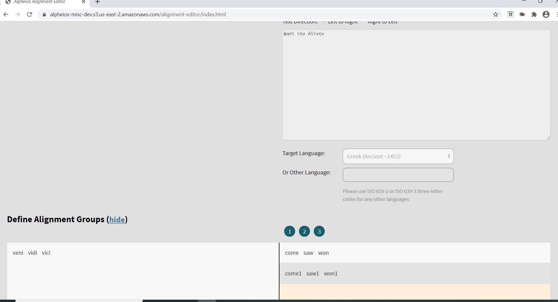 Third target language text is not displayed in Define Alignment Groups · Issue #50 · alpheios ...
