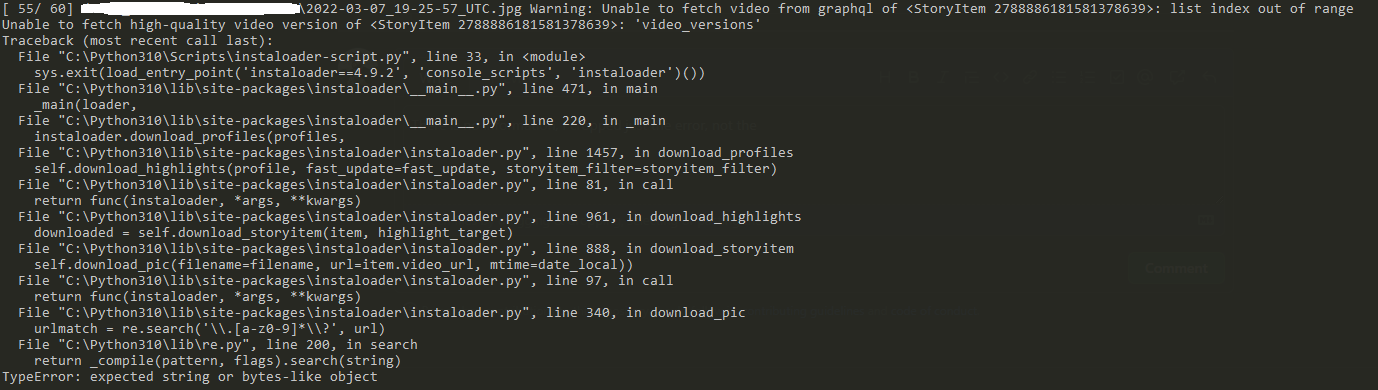 Problem with highlights download · Issue #1690 · instaloader/instaloader · GitHub
