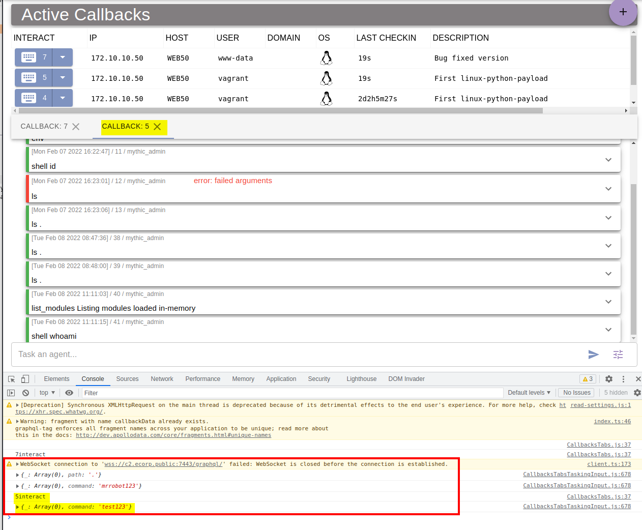 UI doesn't pull callbacks · Issue #149 · its-a-feature/Mythic · GitHub