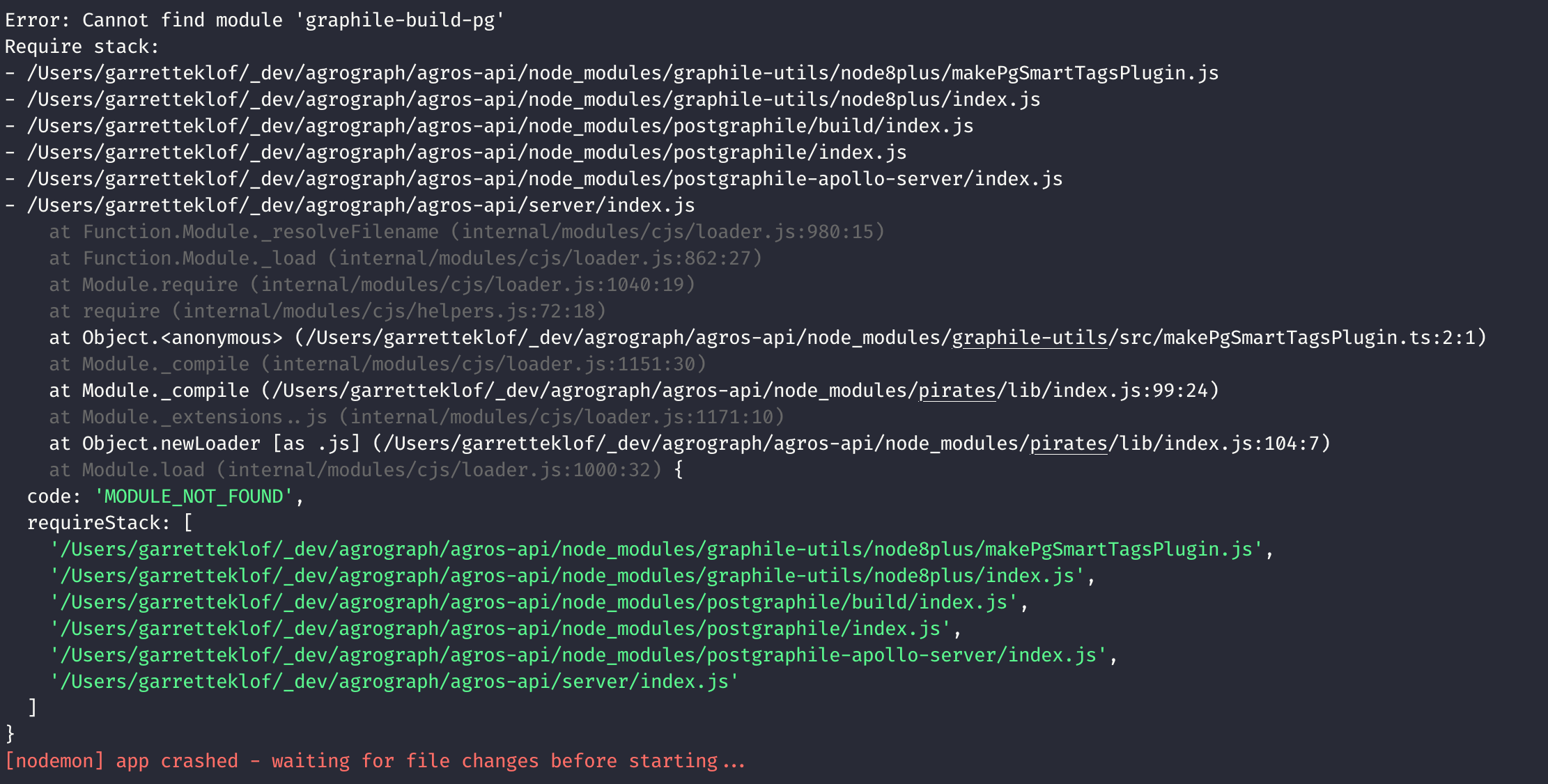 Error Cannot Find Module Graphile Build Pg · Issue 778 · Graphile Crystal · Github