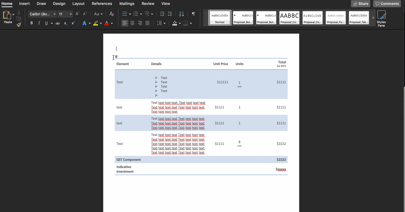 Pasted table from Word runs off the end of the page layout view · Issue ...