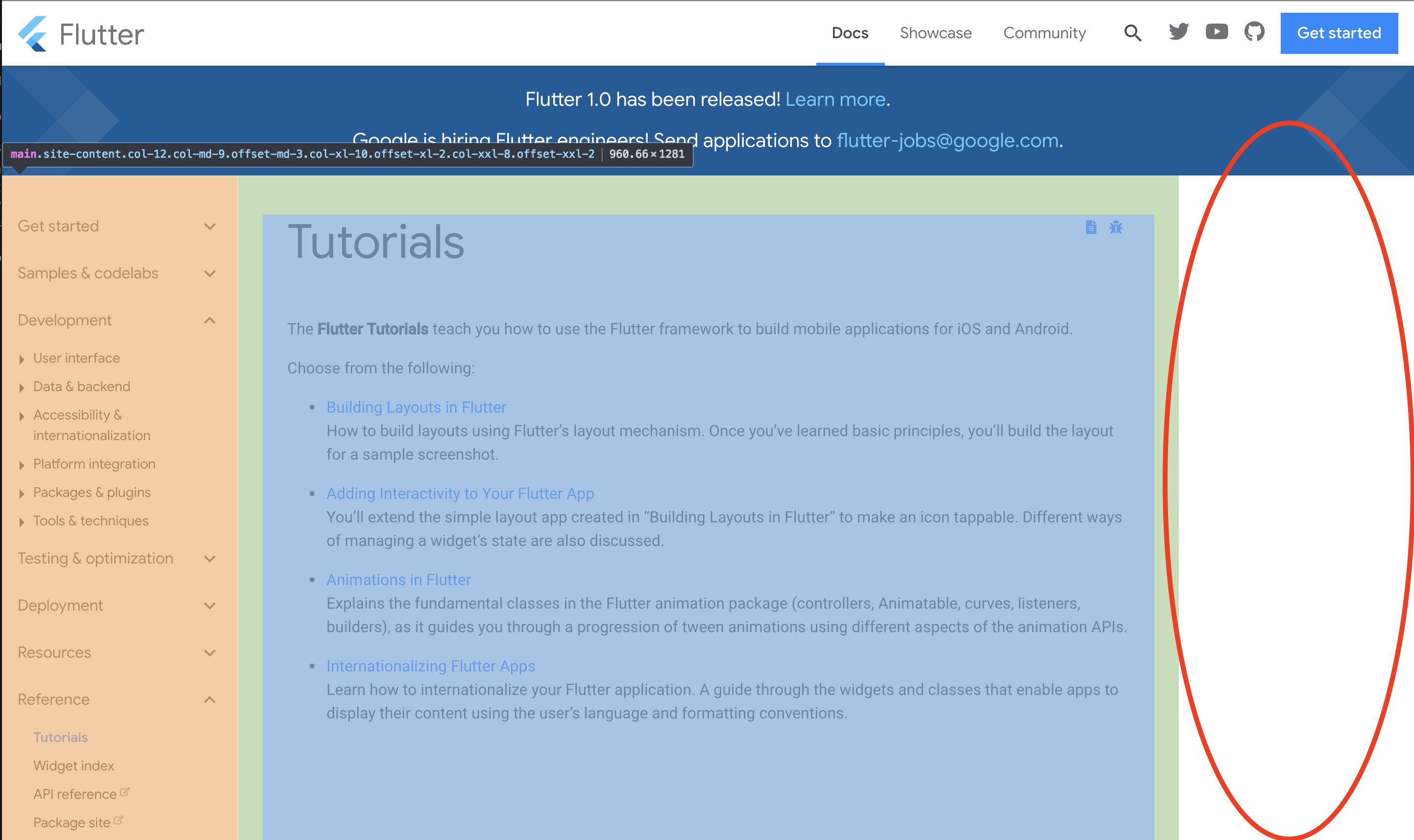 Pages w/o TOCs still leave room for a TOC · Issue #1901 · flutter/website · GitHub
