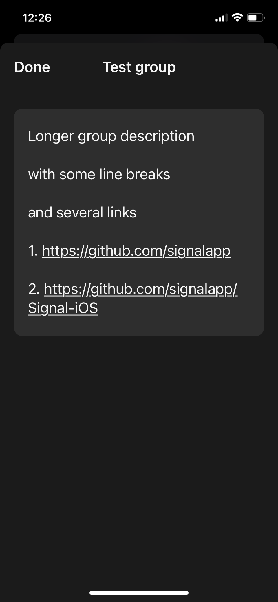 'Read more' missing for longer group descriptions · Issue #5448 · signalapp/Signal-iOS · GitHub