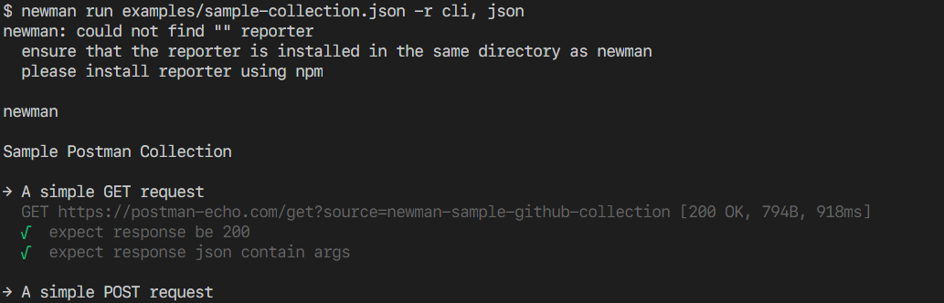 Enhacement: Descriptive white space reporter error message · Issue #2666 · postmanlabs/newman ...