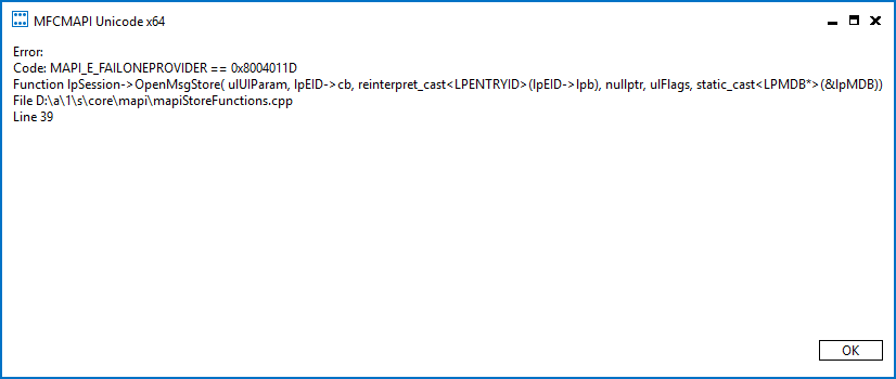 OpenMsgStore MAPI_E_FAILONEPROVIDER · microsoft mfcmapi · Discussion #461 · GitHub