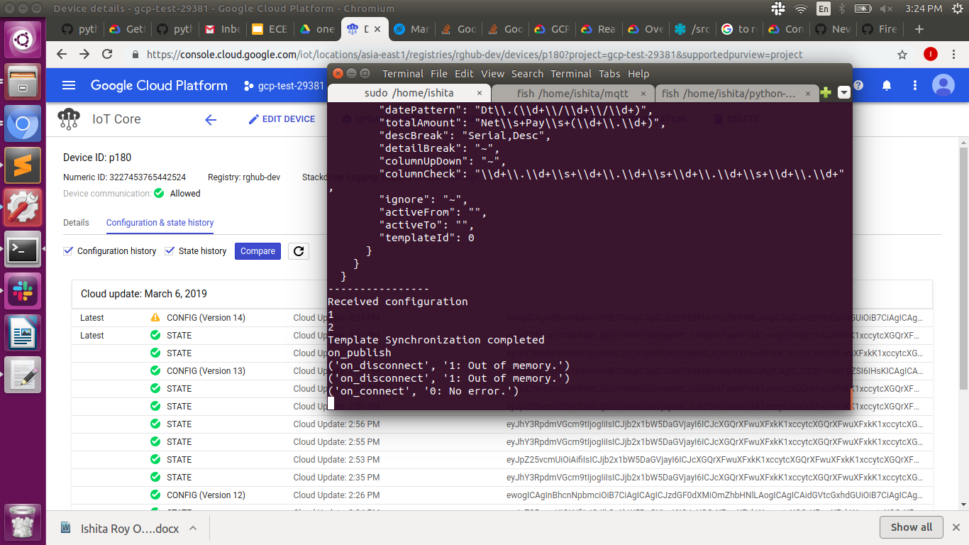 Not able to receive config data when Internet dongle reconnected to ...