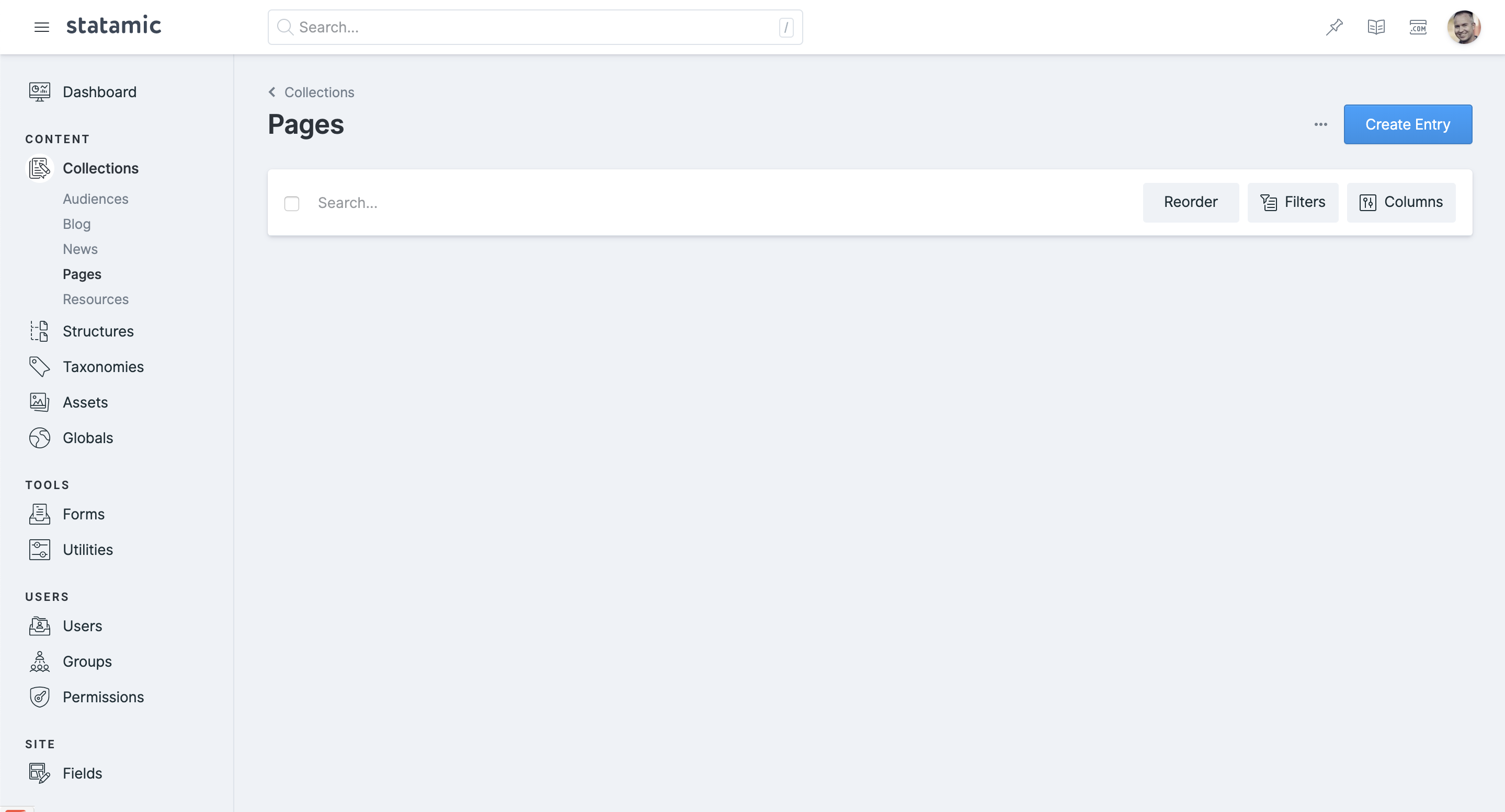 Page collection shows no entries · Issue #1365 · statamic/cms · GitHub