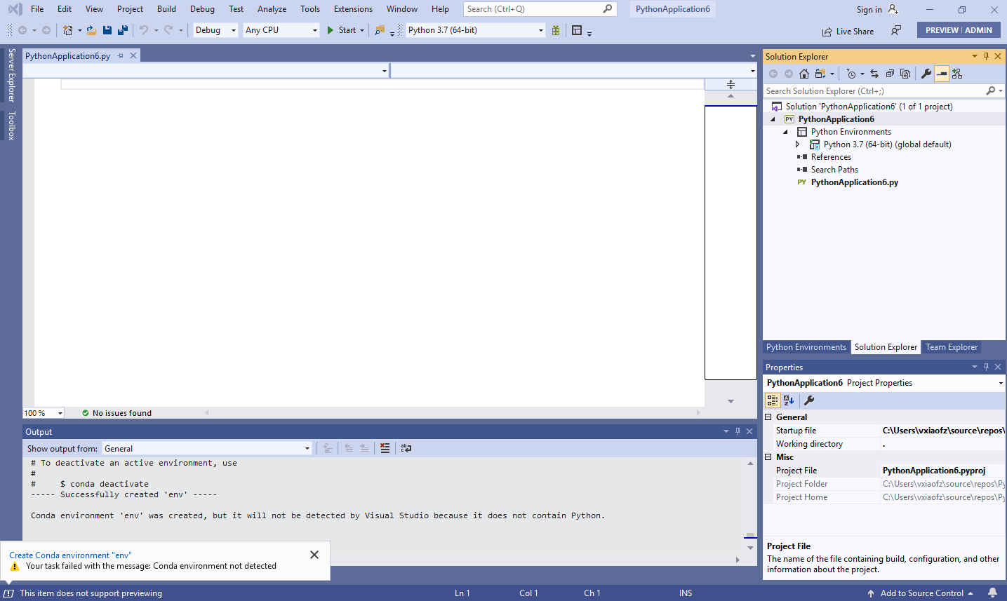 Failed to discover conda environment with latest Anaconda3 (2019.07 ...