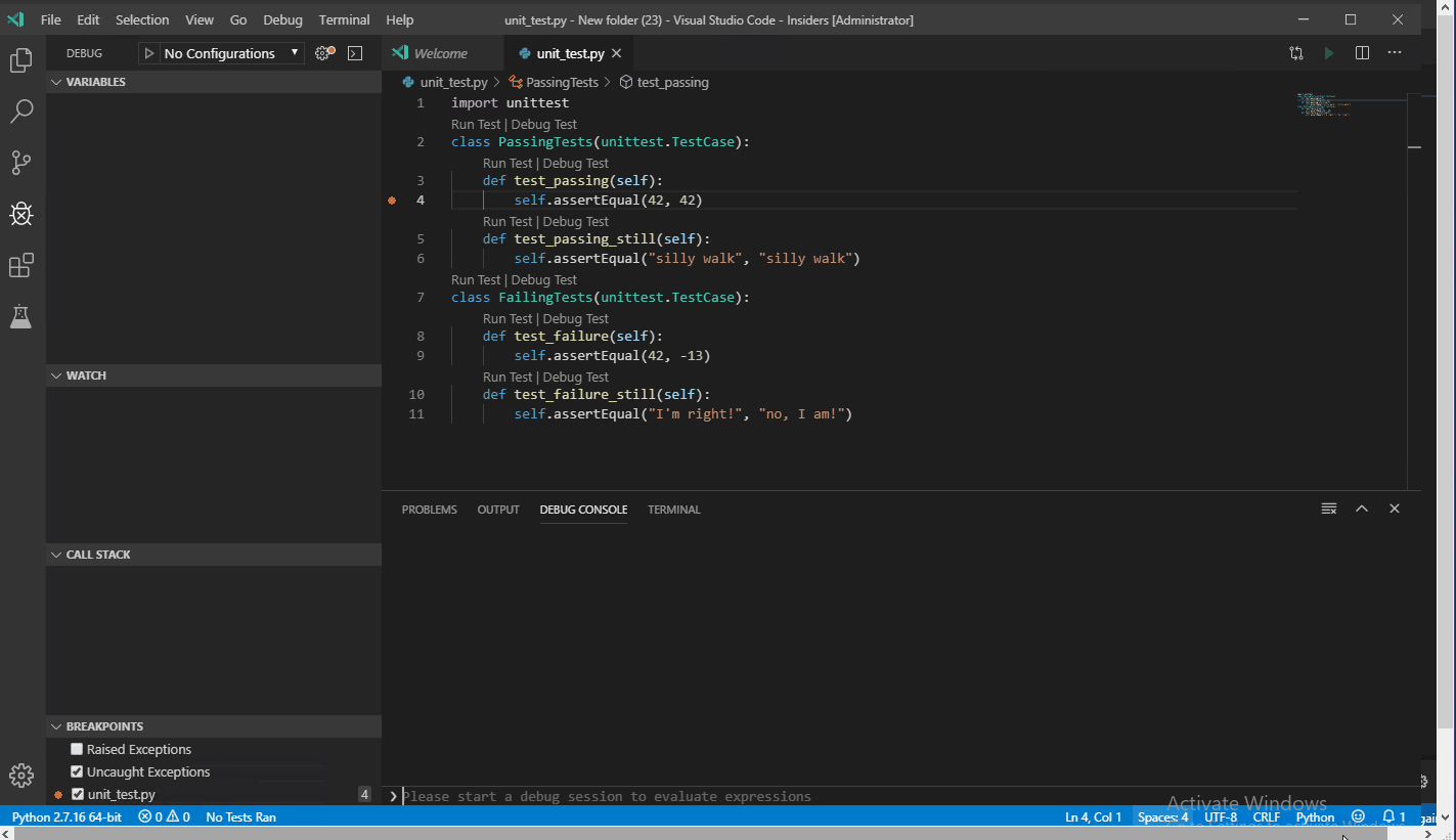 No Hit Breakpoint When Debugging Test On Python 374 And Anaconda · Issue 7647 · Microsoft