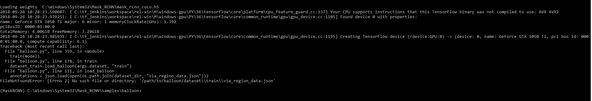 Error while training the balloon.py file from the command line · Issue ...
