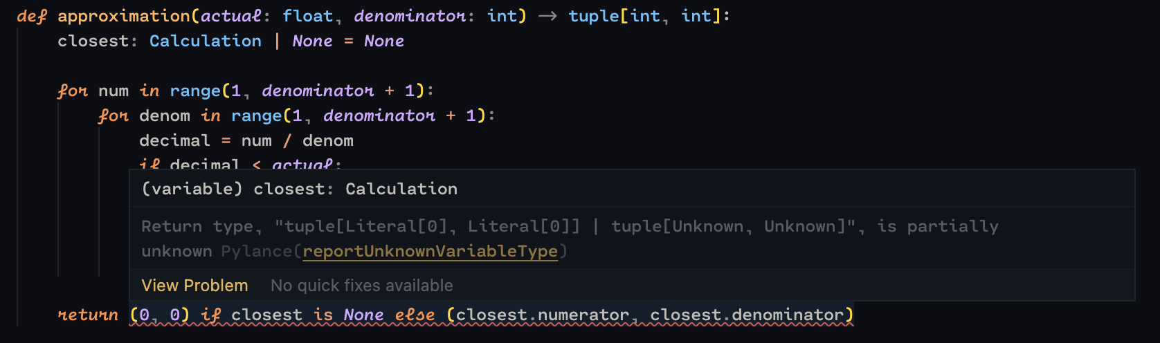 Pyright ignoring explicit types when creating an optional type which is ...