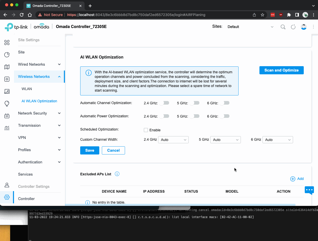[Bug]: AI WLAN Optimization Not working · Issue #259 · mbentley/docker-omada-controller · GitHub