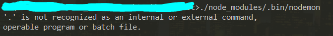 'nodemon' is not recognised as an internal or external command, operable program or batch file ...