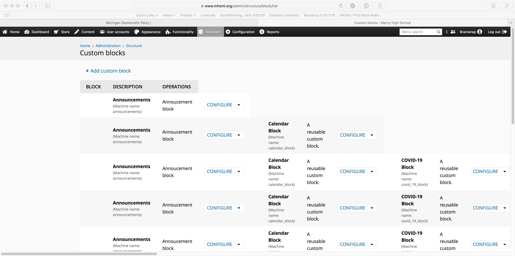 Broken html at custom blocks admin page · Issue #5251 · backdrop ...