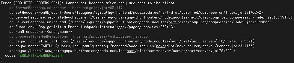 "Cannot set headers after they are sent" when calling `res.writeHead ...