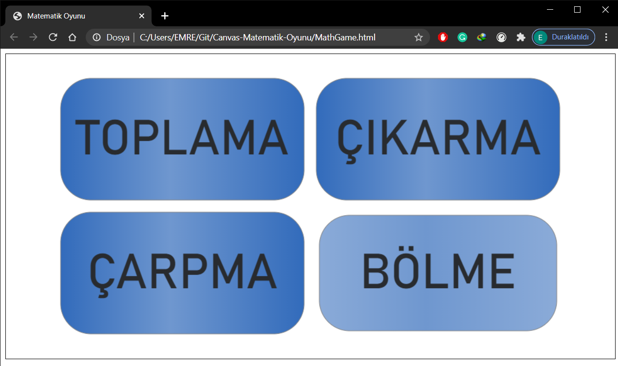 GitHub - emresahin9/Canvas-Matematik-Oyunu: Html'in canvas etiketini kullanarak, Javascript ile ...
