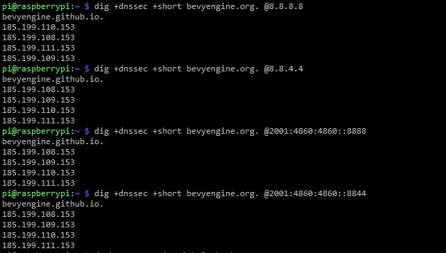 Incorrect BOGUS for bevyengine.org (using Google DNS) · Issue #747 · pi-hole/docker-pi-hole · GitHub