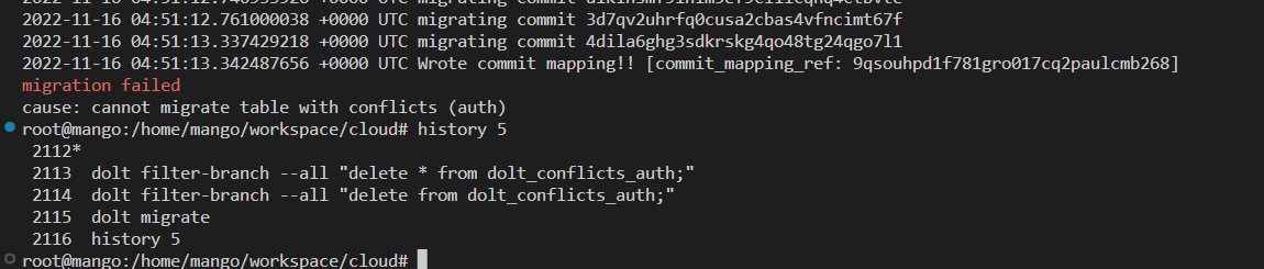 [dolt migrate]: migration failed with conflicts · Issue #4790 · dolthub/dolt · GitHub